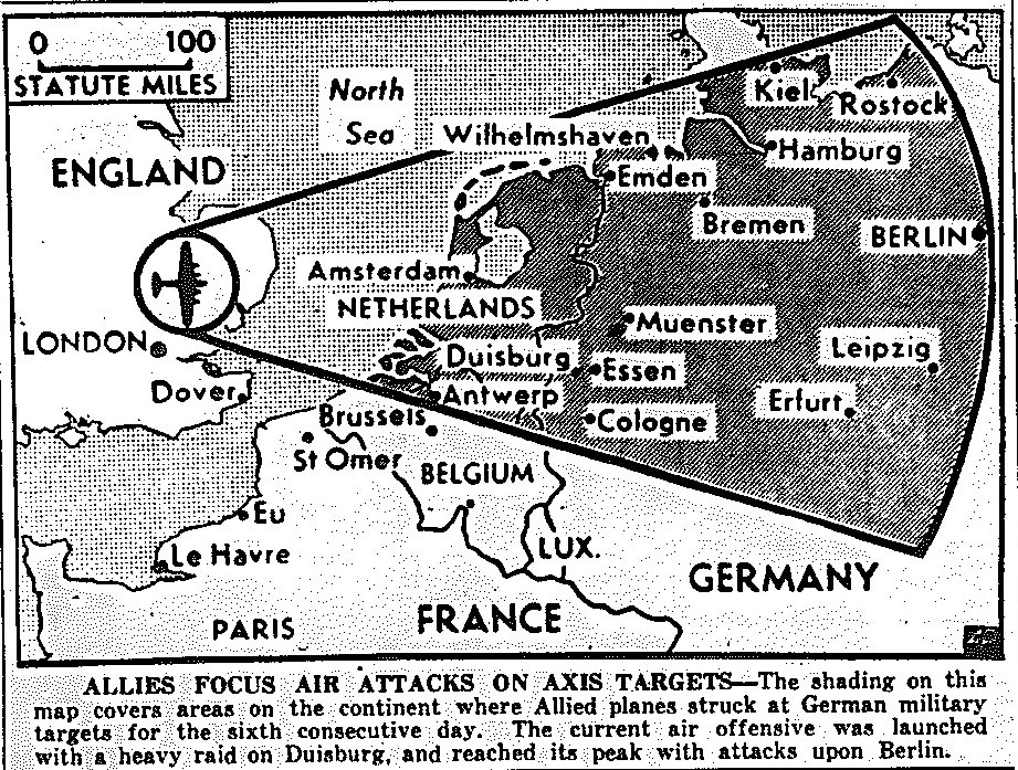Map of European Bombing Targets, published May 18, 1943