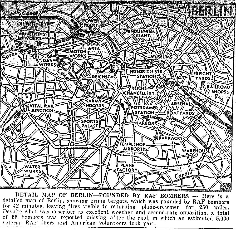 Map of Berlin, published August 25, 1943